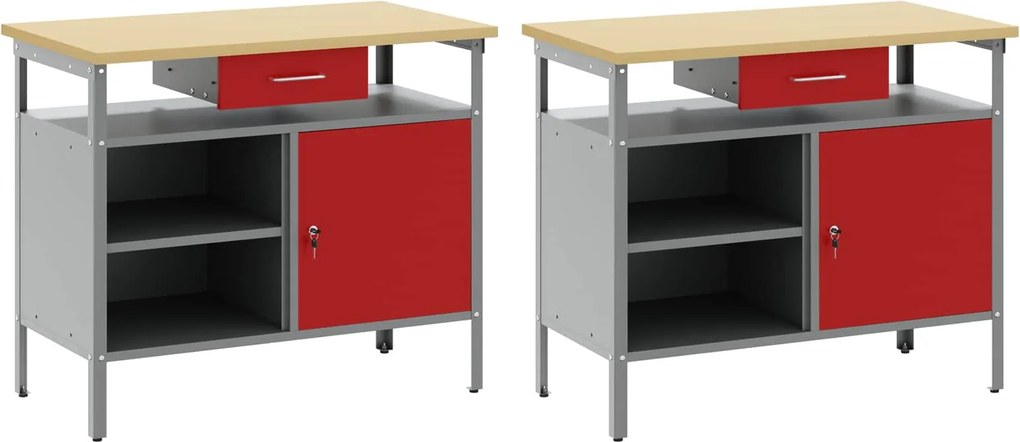 Sada pracovního stolu 2 ks Červená a šedá 3321389
