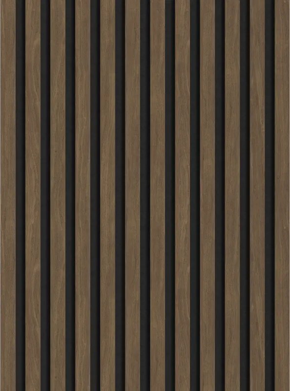 Mexen Lam-F, akustické stěnové lamely 275 × 30 cm, plstěný podklad 8 mm, technická dýha, ořech kakaový, S105-275307-3015-018