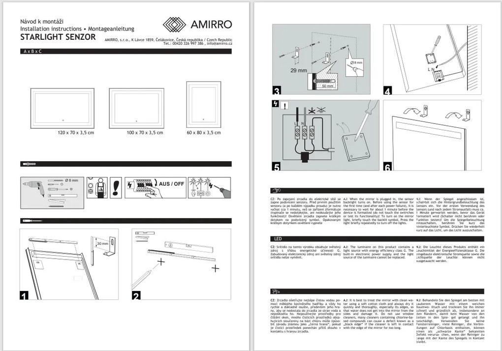 Starlight LED zrcadlo na chodbu do předsíně nástěnné do koupelny 412-382