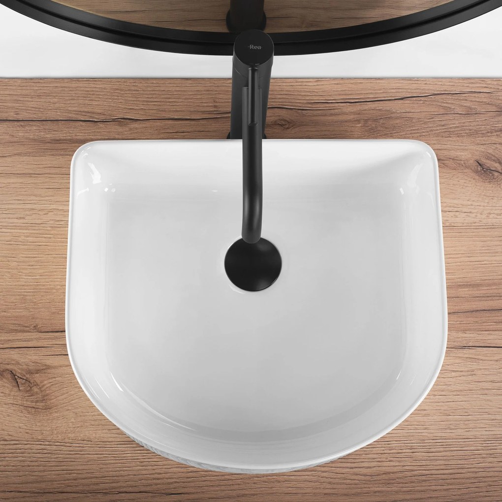 Rea Clara, umyvadlo na desku 400x350x130 mm, bílá lesklá, REA-U0631