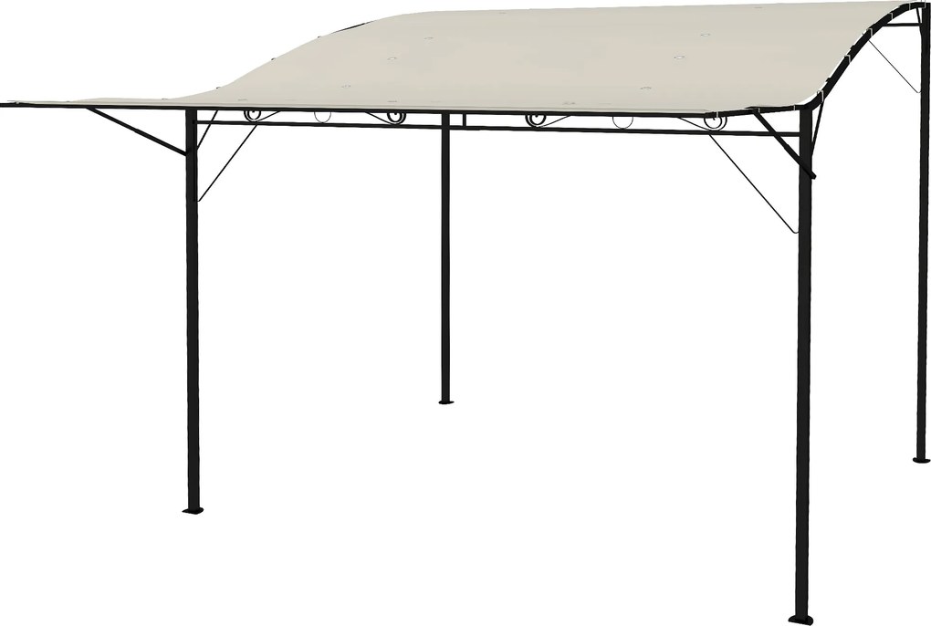Outsunny Pergola Pavilon 3x2,5m Ocelový Voděodolný Slunečník s Nastavitelnou Střechou Montáž na Zeď Freestanding Zahradní Zastřešení pro Balkon Krémov