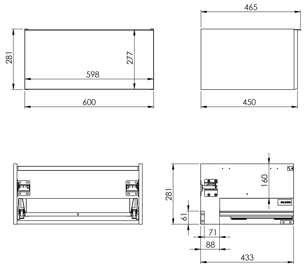 Elita Look, skříňka pro umyvadlo na pultovou desku 60x45x28 cm 1S PDW, dub Canela, ELT-167256