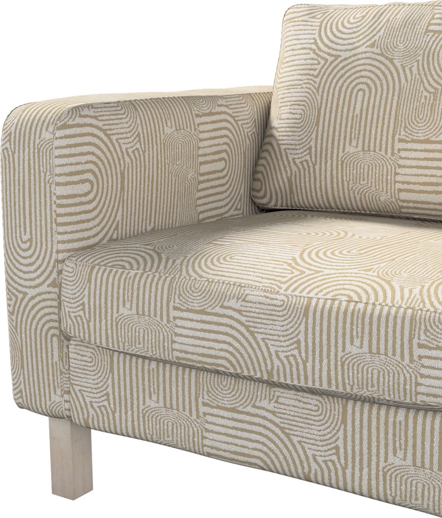 Potah na křeslo IKEA Karlstad, krátký barva béžová látka pletený vzor, vzorované