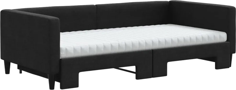 Válenda s přistýlkou a matracemi černá 100 x 200 cm textil 3196603