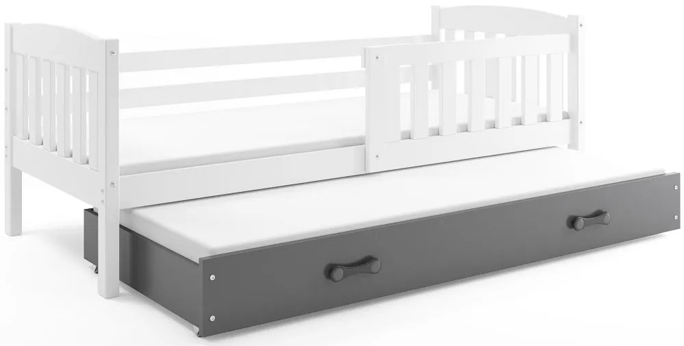 b2b1 BMS-group Dětská postel s přistýlkou KUBUS 2 90x200 cm, bílá/grafitová Pěnová matrace