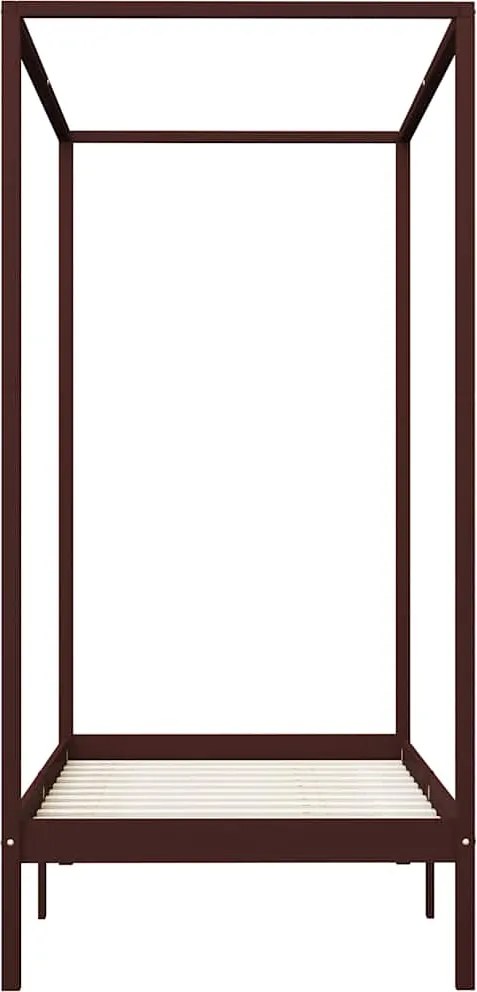 Rám postele s nebesy tmavě hnědý masivní borovice 90 x 200 cm 283268