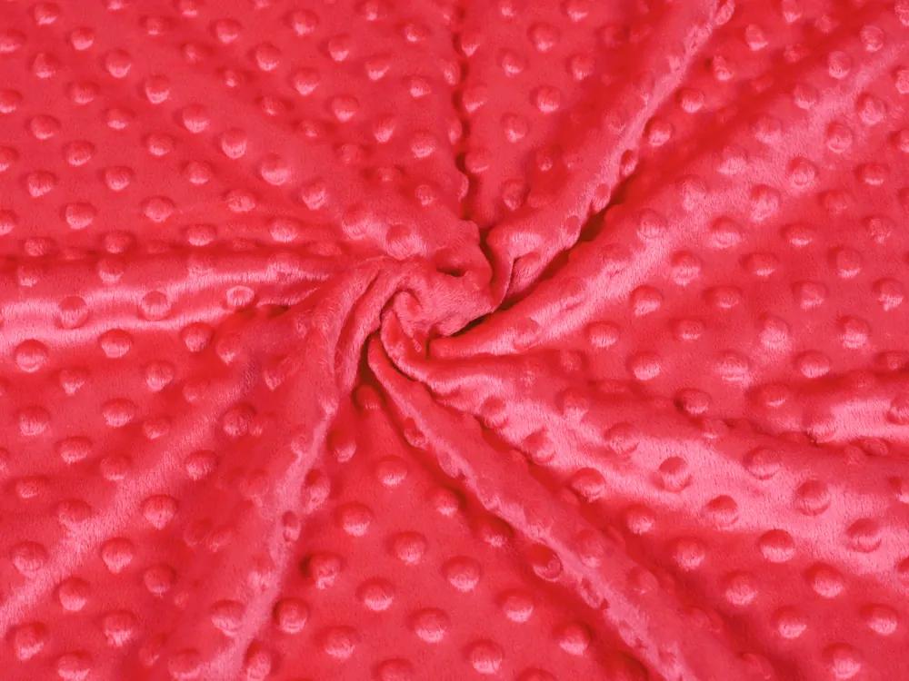 Biante Dětská oboustranná deka Minky puntíky/Polar MKP-019 Jahodová červená 75x100 cm