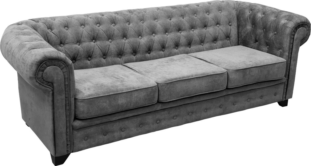 XXXLutz POHOVKA CHESTERFIELD, dřevo, textil, kompozitní dřevo, šedá MID.YOU - Pohovky - 000694009808