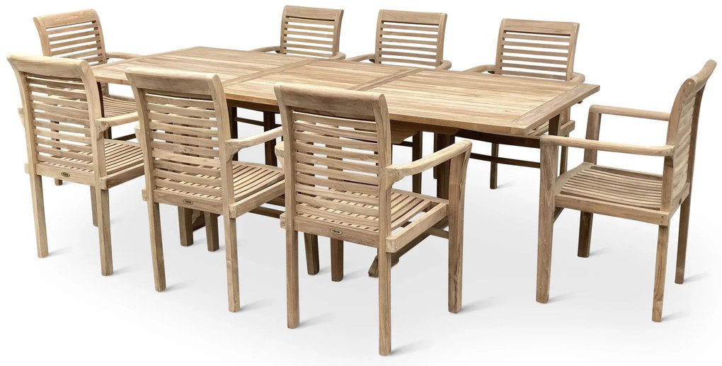 Noela Dřevěný zahradní nábytek Faisal I. teak set 1+8