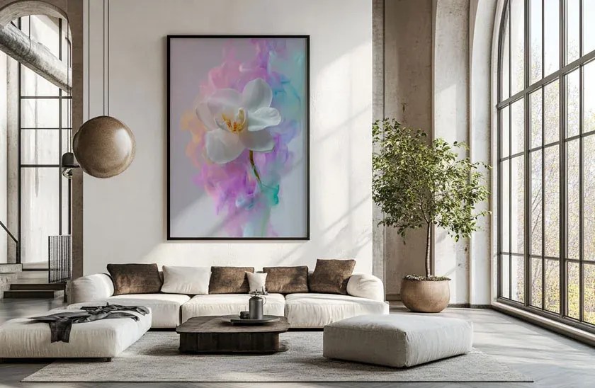 Jemná aura - obraz - Orchidej v barevném kouři 51 - A2 – 420 × 594 mm - 449 Kč
