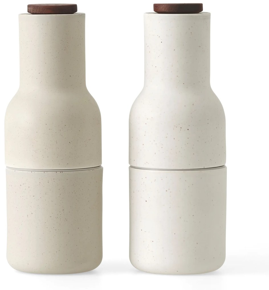 Audo Copenhagen Mlýnek na sůl a pepř Bottle Ceramic Sand Walnut - set 2 ks, krémová barva, dřevo, keramika