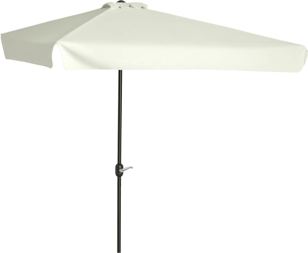 Obdélníkový slunečník Outsunny 230x130x249 cm s bočním upevněním a kličkou, UV ochrana, voděodolný slunečník pro balkon, terasu a zahradu, krémový | A
