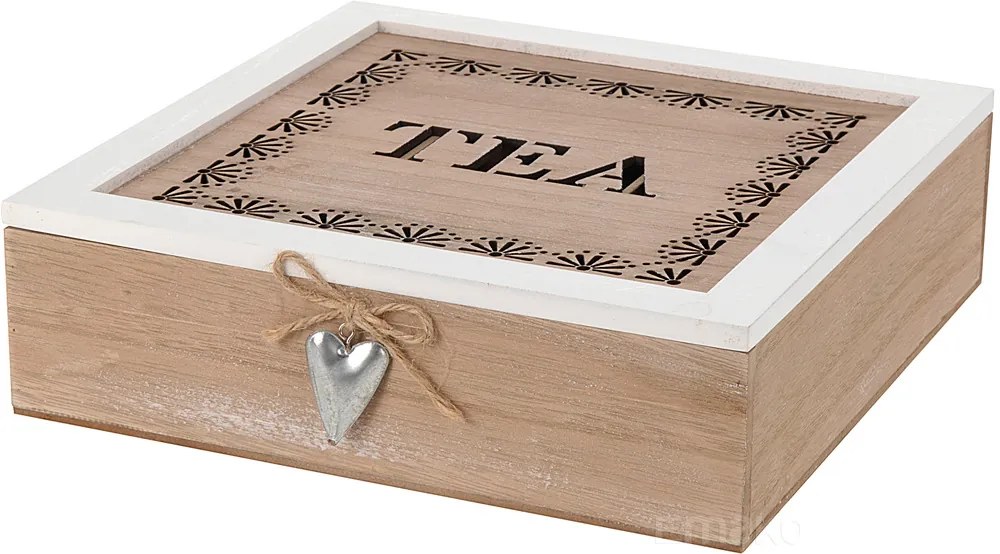Dřevěná krabička na porcovaný čaj TEA , 9 přihrádek