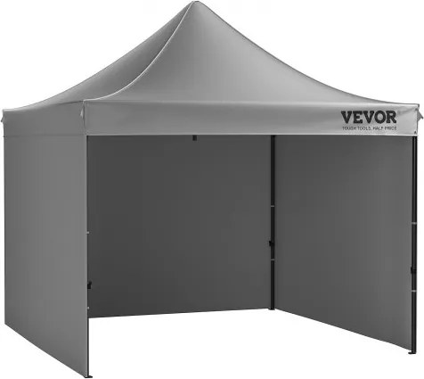 Venkovní altánový stan s vyklápěcím baldachýnem 3,05 × 3,05 m s bočnicemi tmavě šedý