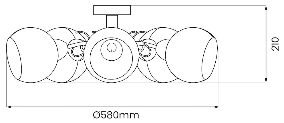 Stropní svítidlo Oslo, 5x bílé skleněné stínítko, ch