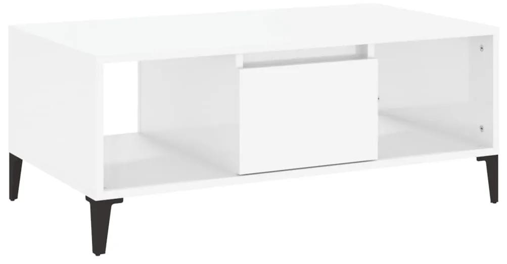 821070 vidaXL Konferenční stolek bílý s leskem 90x50x36,5 cm kompozitní dřevo