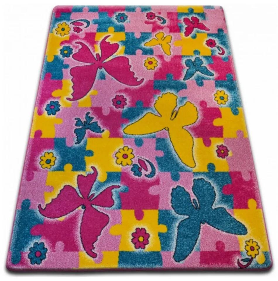 Dětský kusový koberec Motýlci růžový, Velikosti 240x330cm