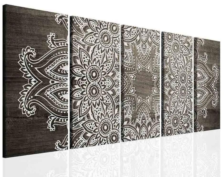 InSmile Obraz mandala šedé dřevo(150x60 cm)