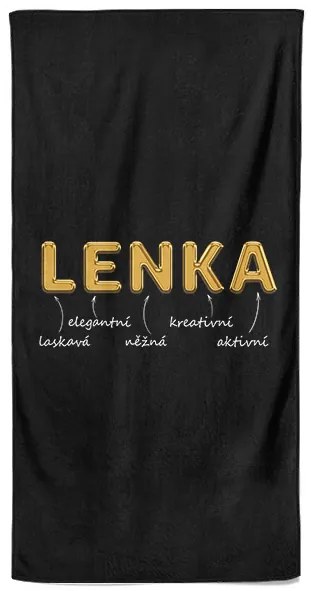 Osuška Ženská jména – GOLD (Jméno: Lenka, Velikost osušky: 100x170cm)