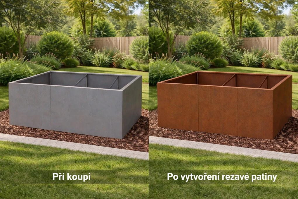 BestBerg Vyvýšený cortenový zahradní záhon  BBGR-640CT / 640 l / 150 x 100 x 43 cm / corten