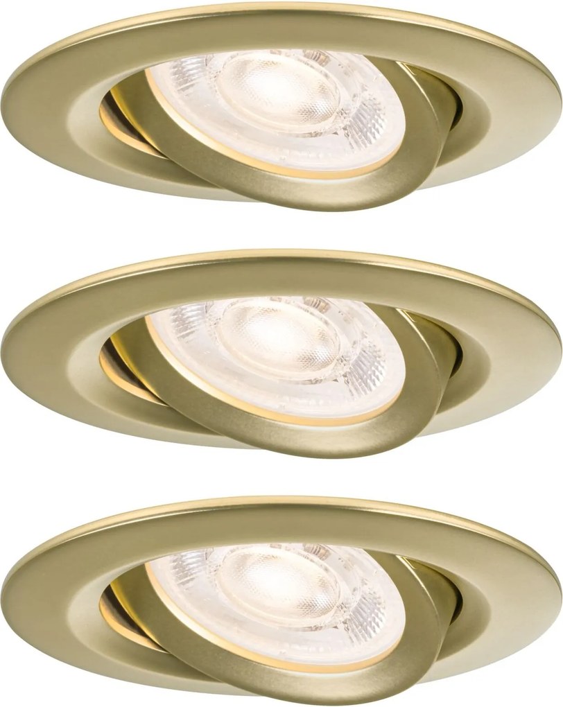 P 92419 LED vestavné svítidlo Nova Plus GU10 Flat IP65 93mm 3x4,9W 230V stmívatelné 2700K zlatá mat - PAULMANN