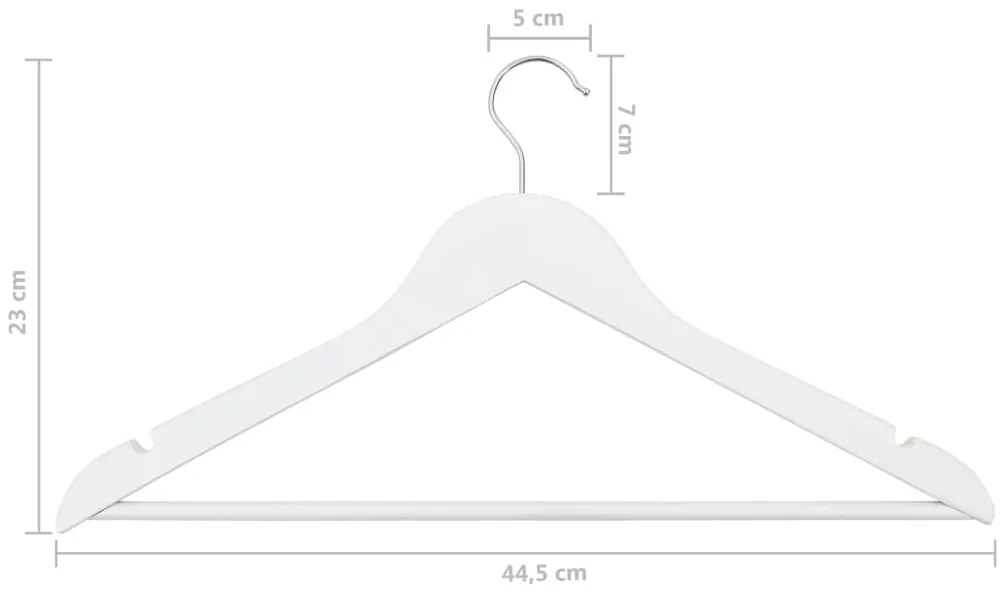 vidaXL Marketos 100 ks šatních ramínek protiskluzové bílé tvrdé dřevo