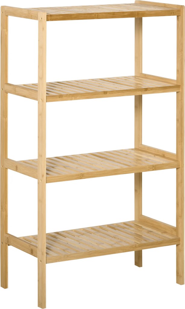 HOMCOM Plážový regál 4-patrový bambusový regál 62x33x112cm pro kancelářské úložné prostory kuchyně příroda