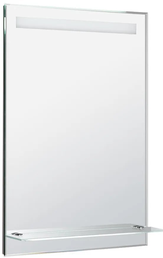 Aqualine, LED podsvícené zrcadlo 60x80cm, skleněná police, knoflíkový vypínač, ATH53