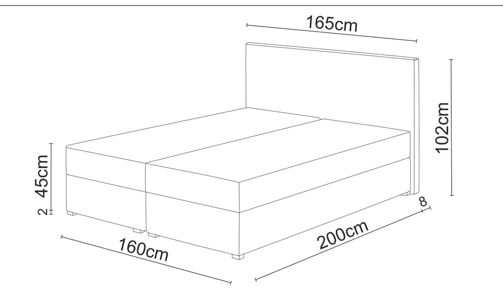 Manželská postel Boxspring 180 cm Fade 2 Comfort (černá) (s matrací a úložným prostorem). 1055885