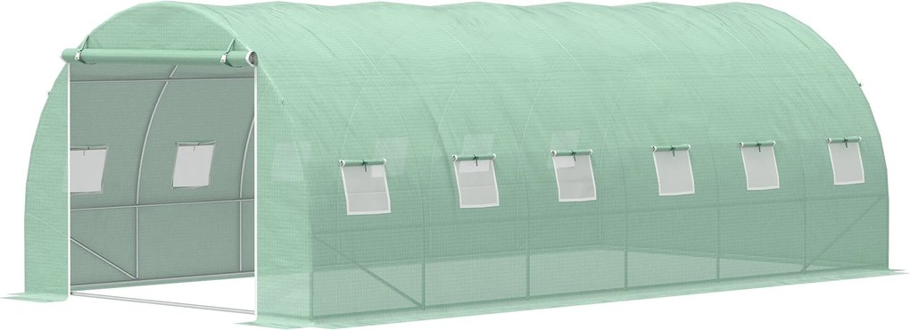 Tunelová skleník Outsunny 6x3x2 m se 12 okny a dveřmi pro pěstování rostlin, zeleniny a květin | Aosom