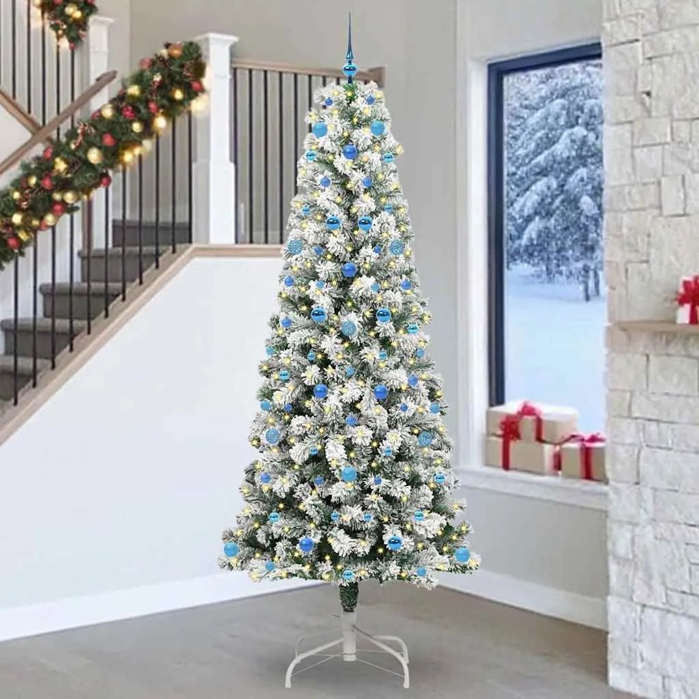 Umělý Skládací Vánoční Strom 300 LED Zelená a bílá 240 cm 3395620