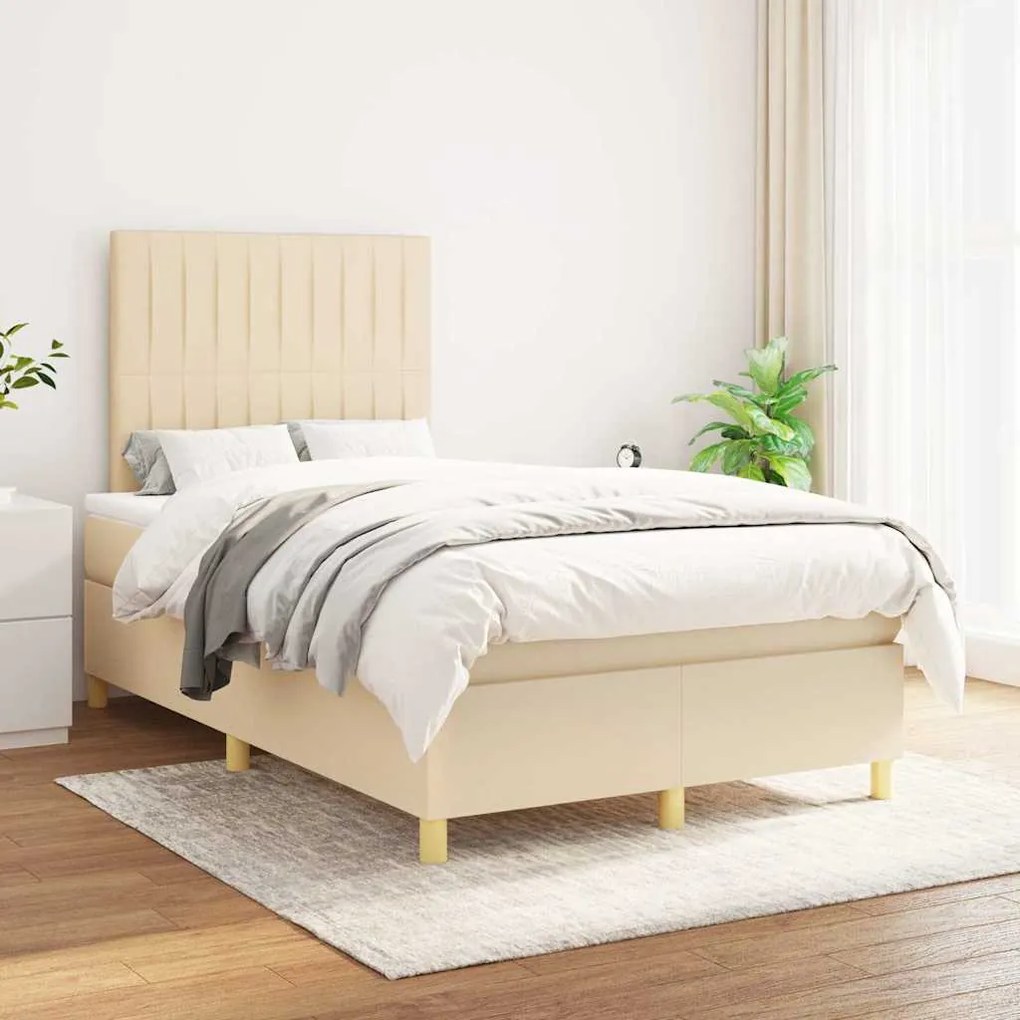 Box spring postel s matrací krémová 120x190 cm textil 3269949