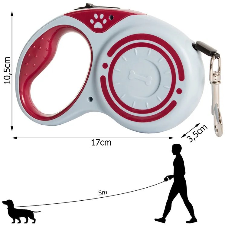 Przyjaciele Silné automatické vodítko se zámek pro psy odolná dlouhá páska 5m 15kg