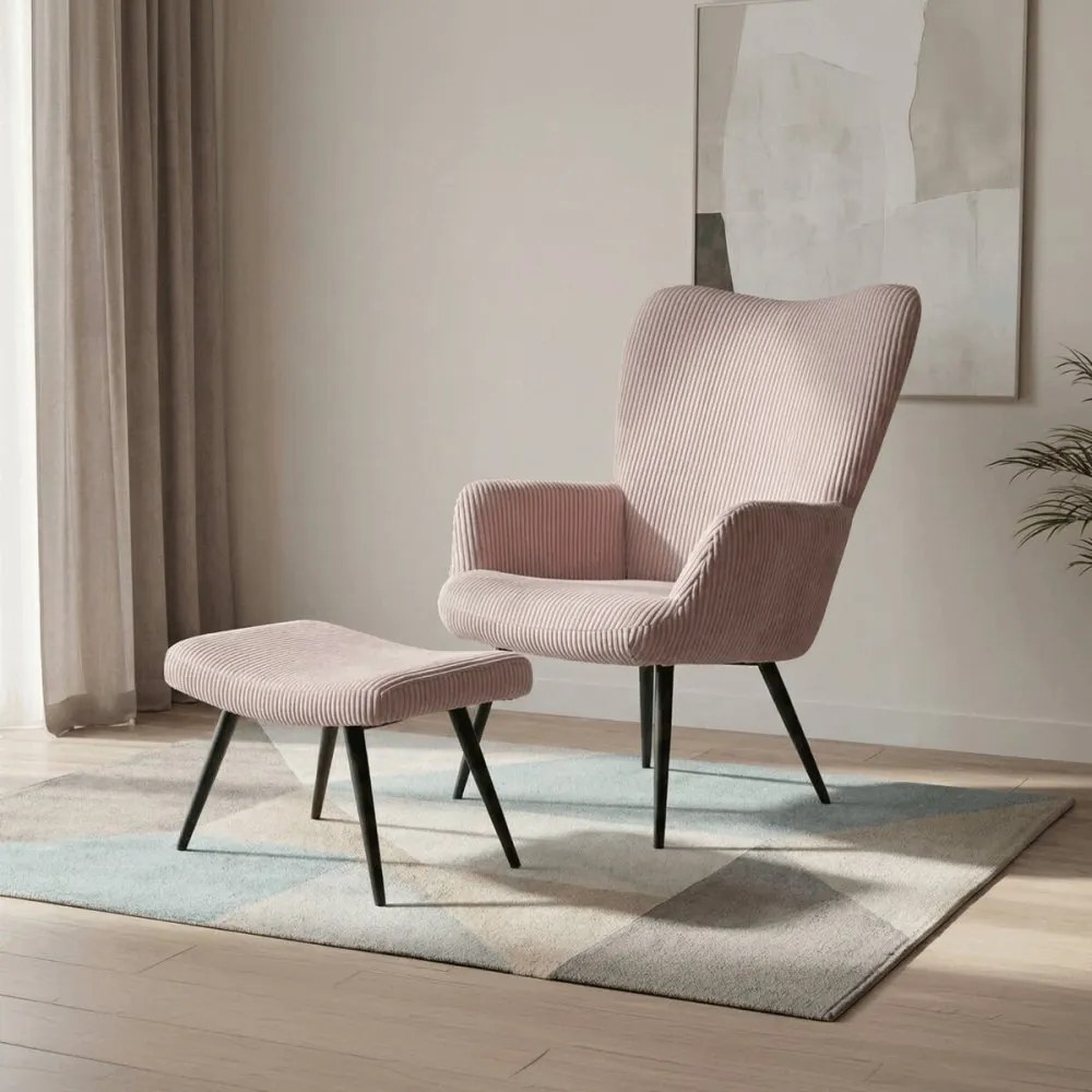 Relaxační křeslo AK-L7285 PINK6, manšestrová látka, růžová (70 x 81) cm