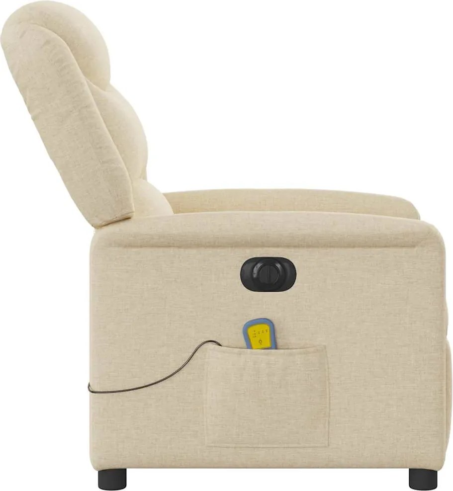 Elektrické masážní polohovací křeslo krémové textil 3303192