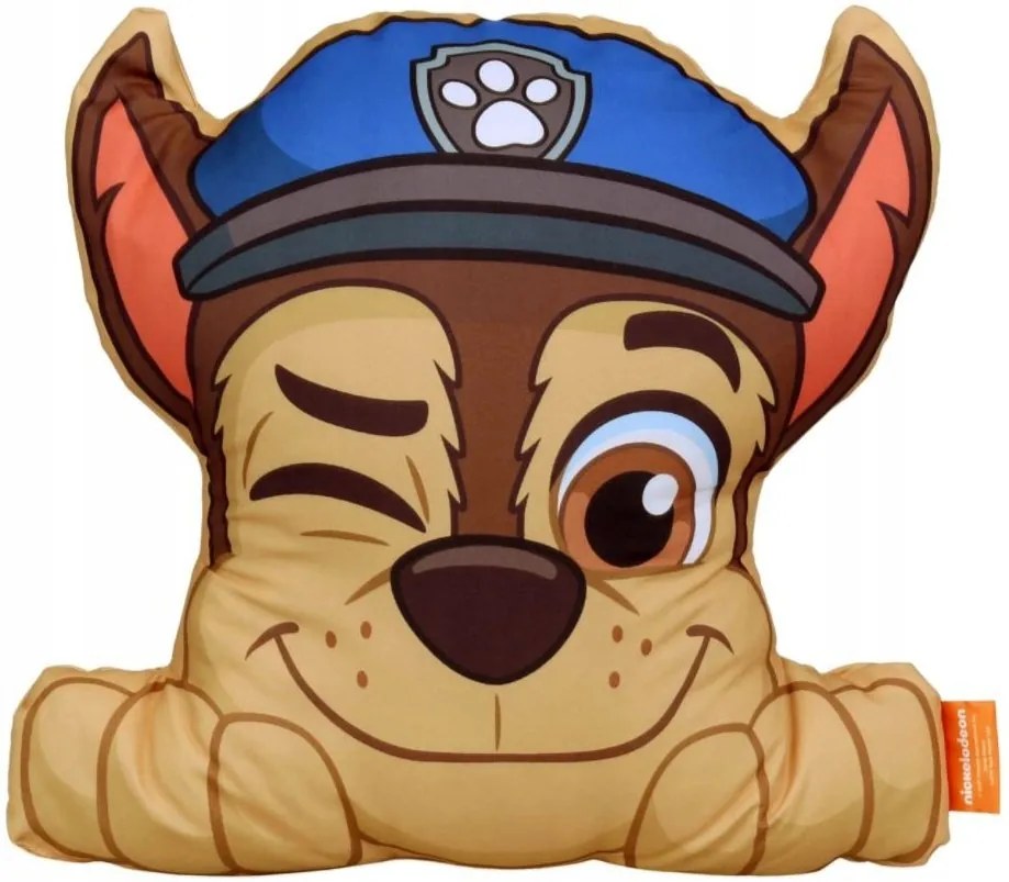 Tvarovaný 3D polštář Tlapková patrola - Paw Patrol - motiv Chase - 36 x 40 cm