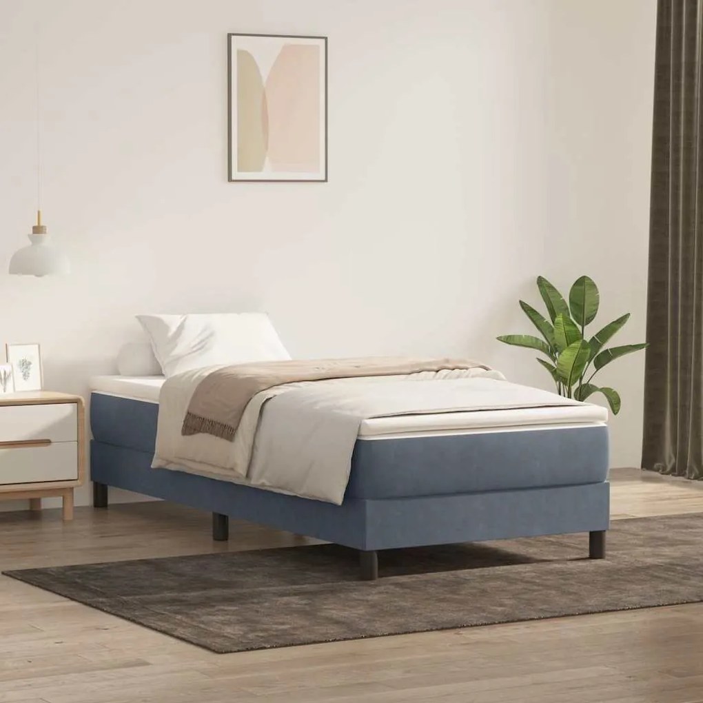 Box spring postel s matrací tmavě šedá 80x220 cm samet 3315946