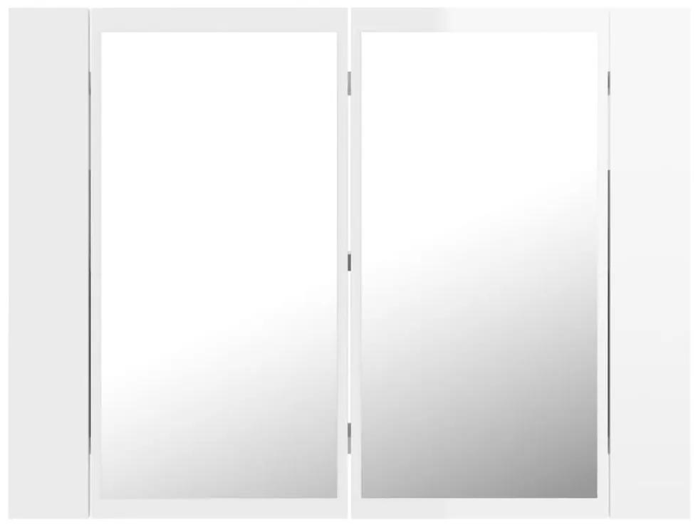 Petromila LED koupelnová skříňka se zrcadlem lesklá bílá 60x12x45cm akryl