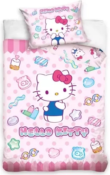 Carbotex Povlečení bavlna do postýlky Hello Kitty Sladké Snění 100x135, 40x60 cm