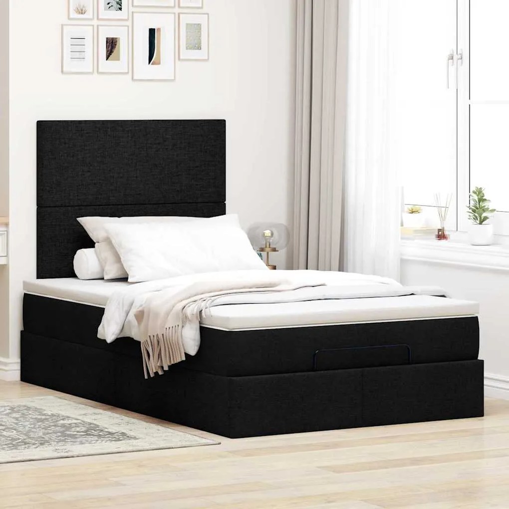 Osmanský rám postele s matrací černá 120x200cm textil 3313066