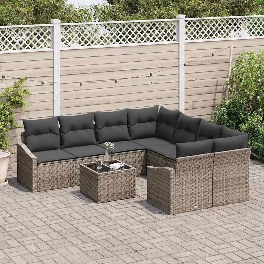 Set pohovek 9 ks Šedá polyratan 3346659