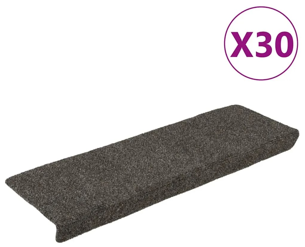 Schodové rohože samolepicí 30 ks 65 x 21 x 4 cm antracitové s obdélníkovým okrajem 3365699