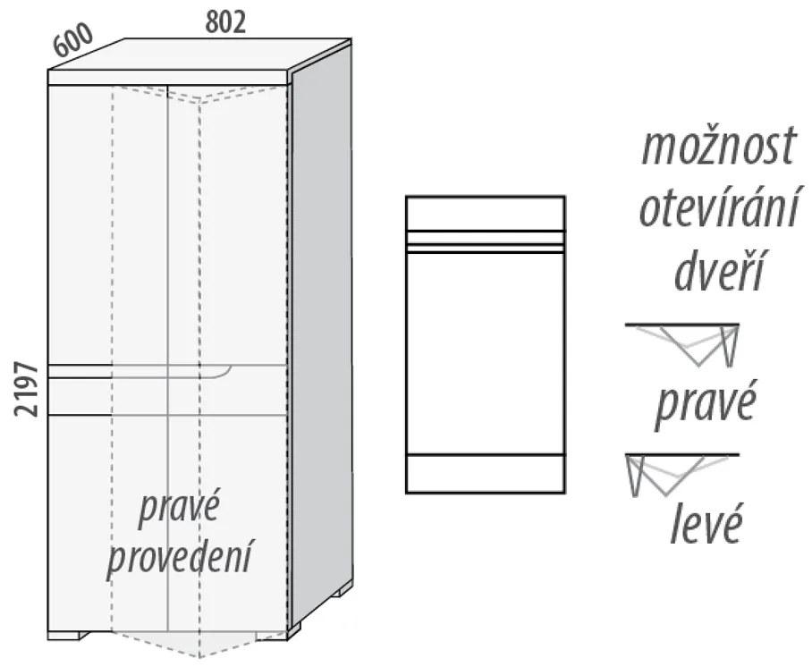 Skříň S&F celošatní Domestav F153 Materiál: Buk cink, Povrchová úprava: Moření, Specifikace: pravá