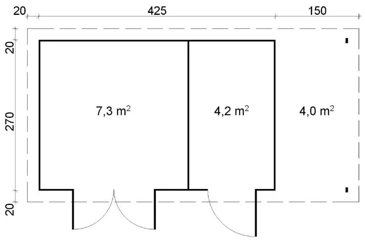 Domek Gregor H 445x290cm, přístřešek, 28mm