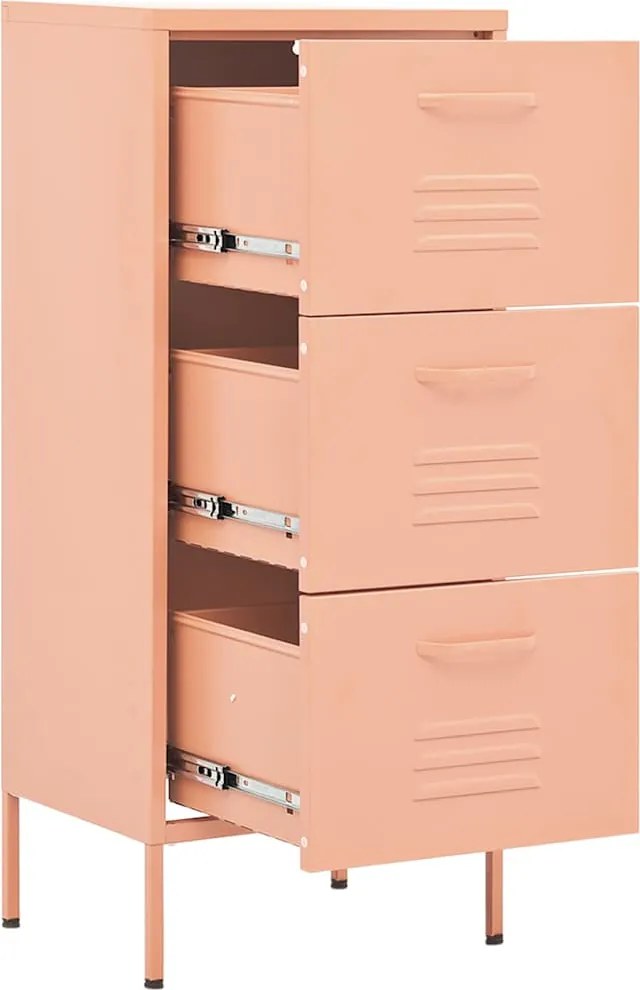 Úložná skříň růžová 42,5 x 35 x 101,5 cm ocel 336184