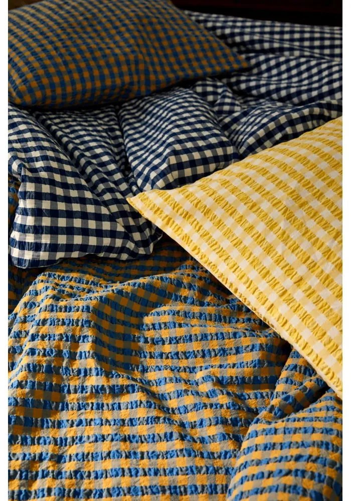 Tmavě modré krepové povlečení na jednolůžko/prodloužené 150x210 cm Bæk&Bølge – JUNA