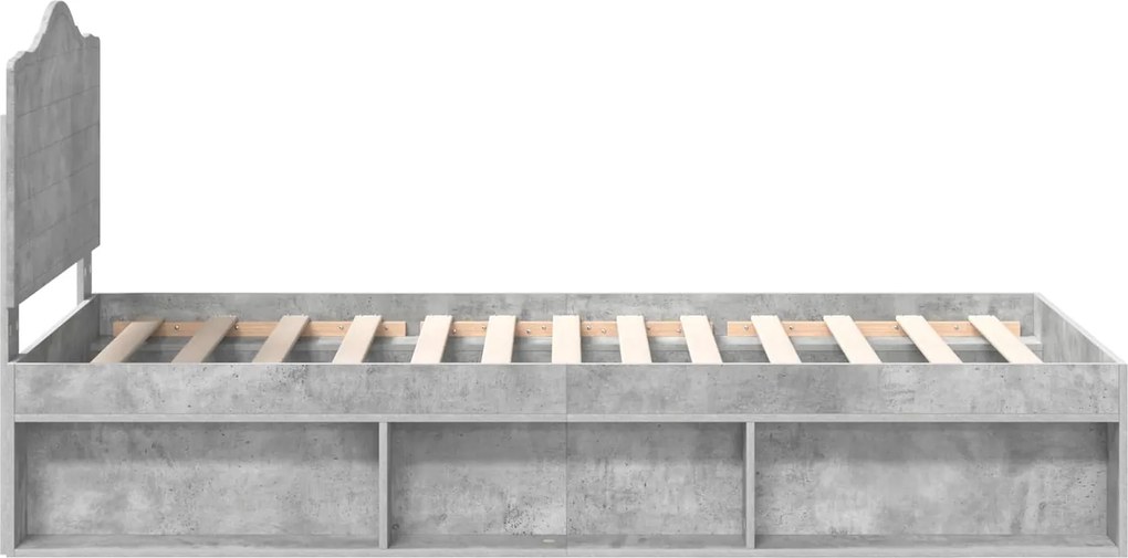 Rám postele Betonově šedá 100 x 200 cm Masivní borové dřevo 3413347