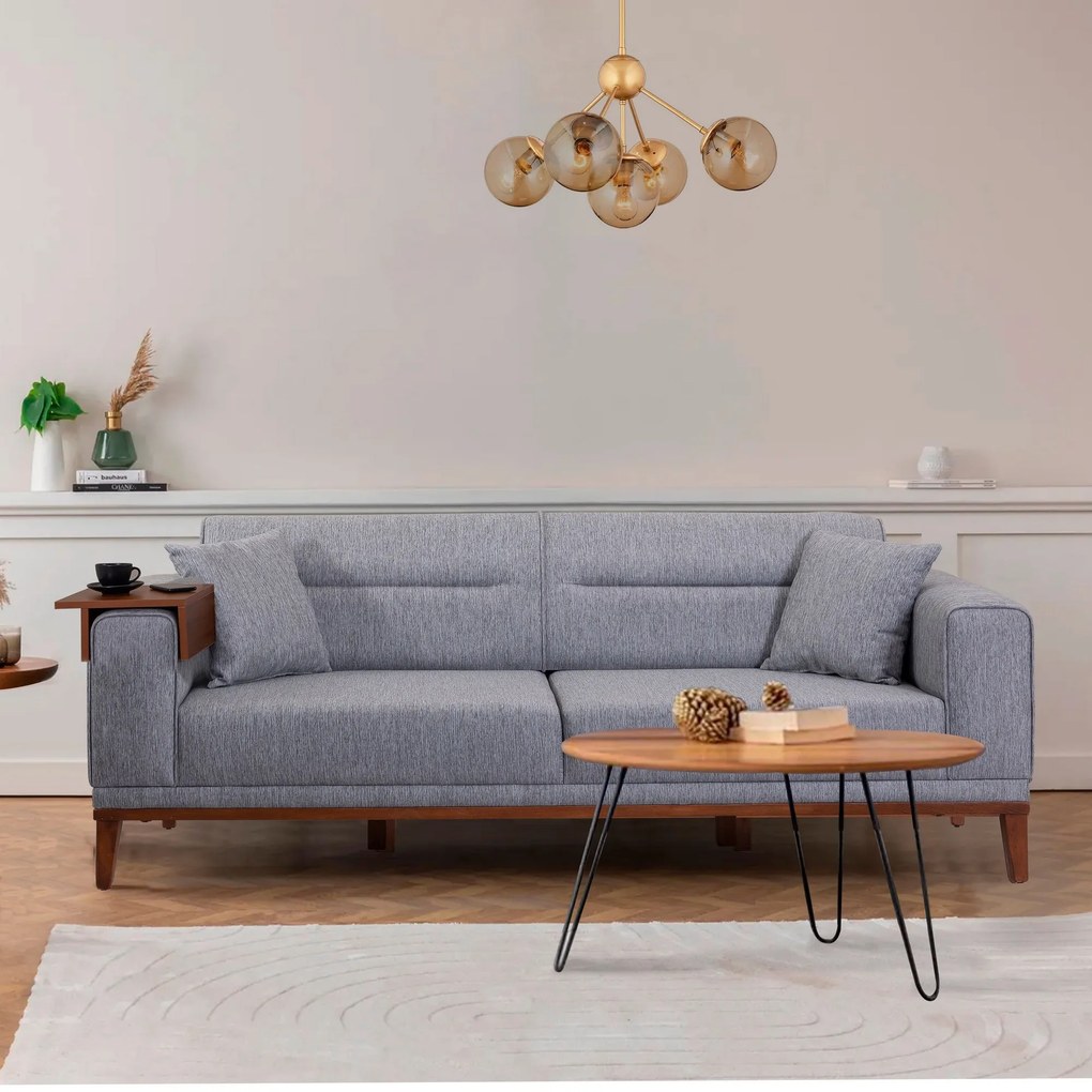 Hanah Home Pohovka LIONES s odkládacím stolkem šedá 223 cm