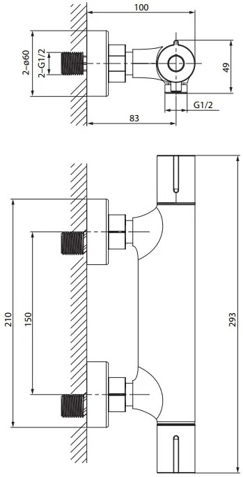 Cersanit Zen, nástenná vaňová batéria, chrómová, S951-563