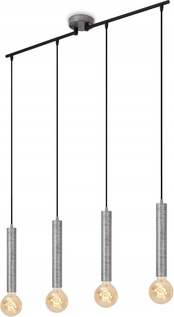 Závěsná lampa 4xE27 stropní 85 cm černá stříbrná Nad stůl ostrov Obývací pokoj